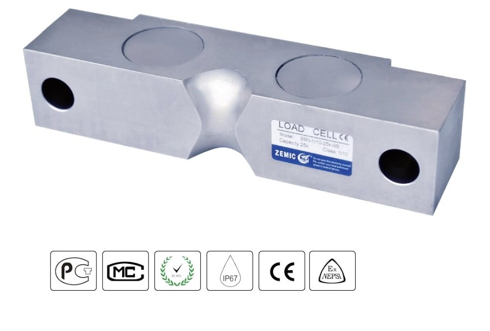 B9N stainless steel dual shear beam load cell (10k-125k) | Zemicus USA